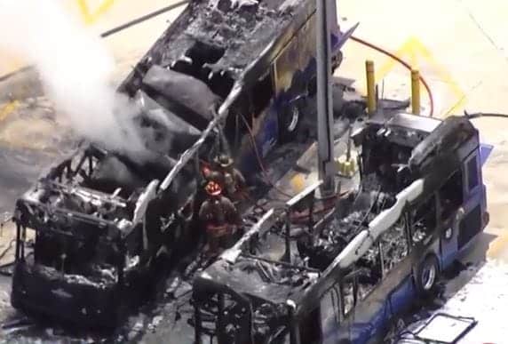 Two Buses Destroyed In Fire At Univeral Orlando Florida